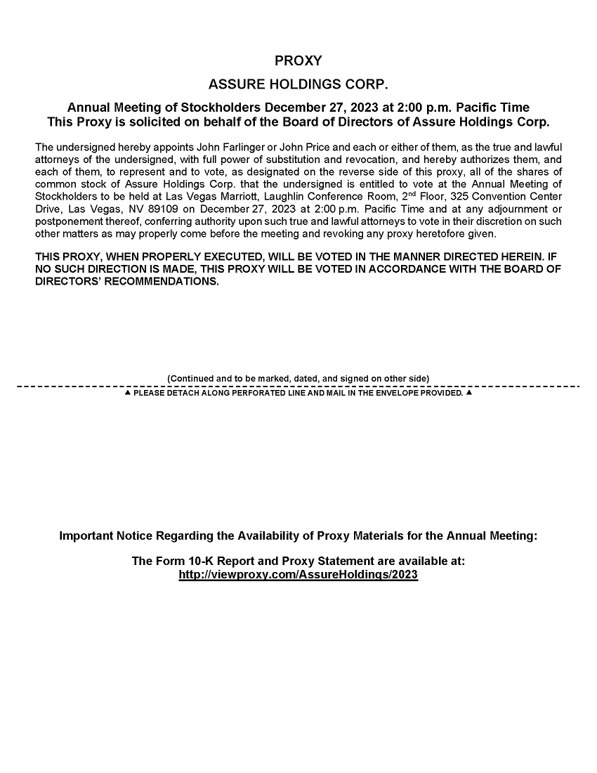 proxy assure holdings corp annual meeting of stockholders december 27 ...