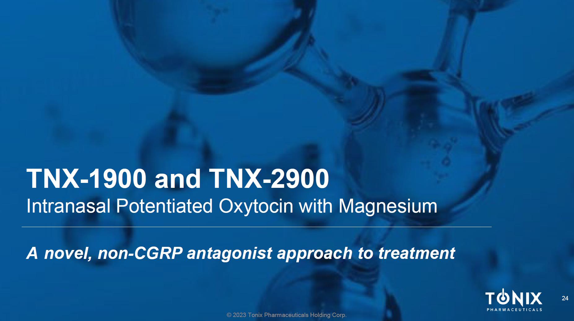 24 © 2023 Tonix Pharmaceuticals Holding Corp. TNX - 1900 and TNX - 2900 ...