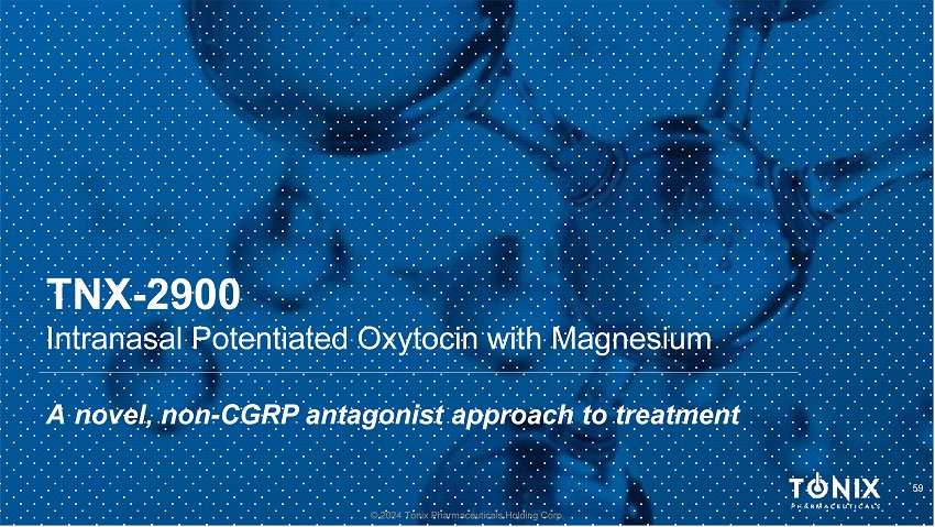 59 © 2024 Tonix Pharmaceuticals Holding Corp. TNX - 2900 Intranasal ...